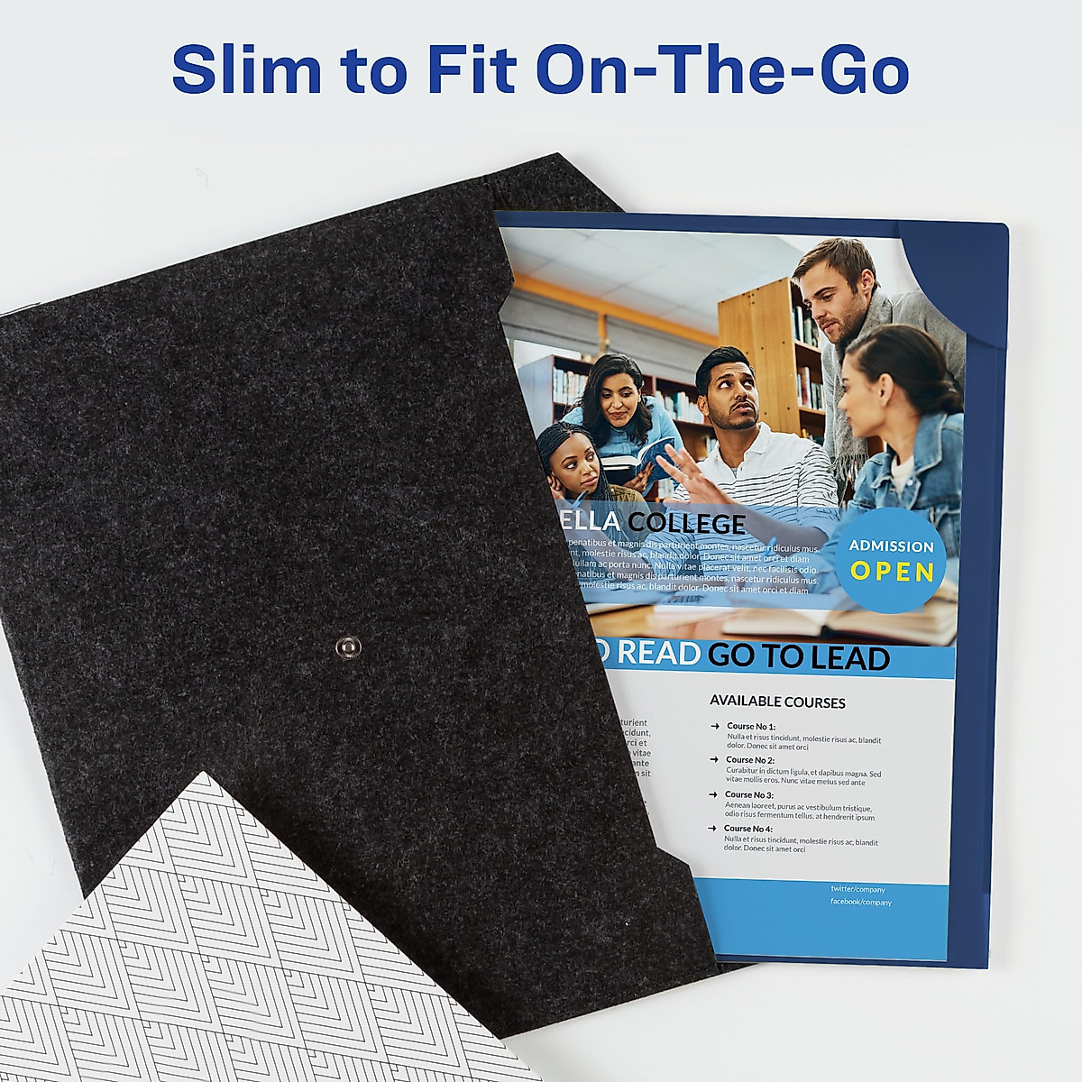 Avery Corner Lock Binder Pocket for 3 Ring Binders, Navy Blue with Clear Front, for 8.5" x 11" Documents, Acid-Free and Archival-Safe, 1 Binder Folder (47838)