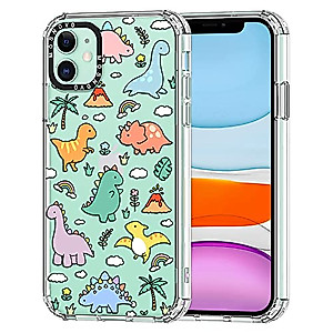 MOSNOVO Compatible with iPhone 11 Case, [Buffertech 6.6 ft Drop Impact] [Anti Peel Off Tech] Clear TPU Bumper Phone Case Cover with Cute Joyful Dinosaur Designed for iPhone 11 6.1"