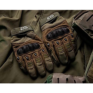 Glove Station - Tactical Shooting Hard Knuckle Gloves for Men and Woman with Touchscreen Fingers - Durable and Comfortable Hand-Gear for Outdoor Work Shooting and Hunting - Green/X-Large