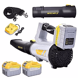 WeGofly Cordless Leaf Blower, 150-500 CFM Adjustable Electric Blowers for Lawn Care Cordless (Leaf Blower Cordless with 2 x 21V 6.0A Battery and Charger)-Battery Powered - WEG2108