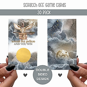 Magic Wizard Scratch Off Cards (30 Pack) - Owl Bridal Shower Games, Raffle Prize Drawings, Halloween Wedding Favors, Black and Gold Theme, Party Supplies, Prize Rewards, and Event Decorations