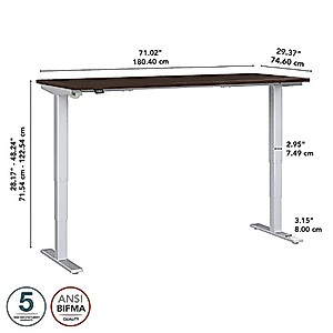 Bush Business Furniture Move 40 Electric Standing Height Adjustable Desk, 72W x 30D, Black Walnut