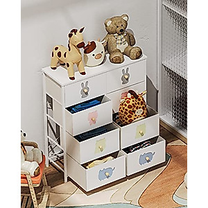 FRAPOW Kids Dresser with 8 Drawers, Girls Storage Organizer Dresser for Baby Child with Wood Top Metal Frame for Living Room Bedroom Hallway Nursery