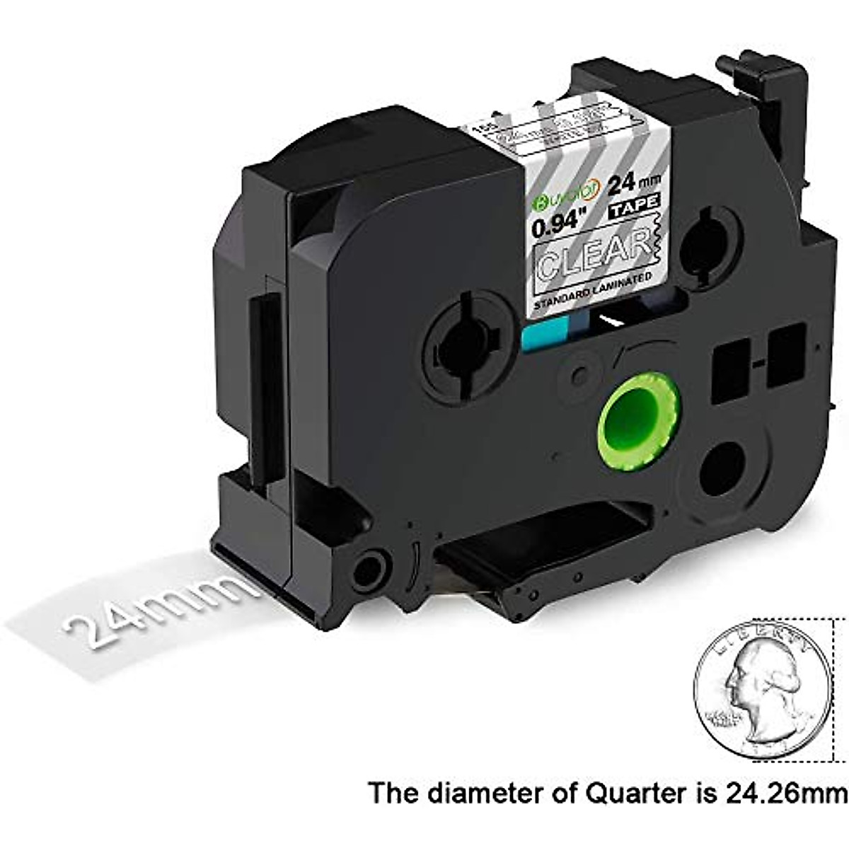 Buyalot Compatible Label Tape Replacement for Brother Ptouch TZe Label Maker Tape TZe-155 TZ-155 24mm 0.94 Inch White on Clear Label Tape, Compatible with Brother D600 P700 P750W, 2-Pack