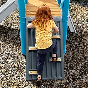 Step2 Scout & Slide Climber Toddler Playset – Toddler Play Gym with Elevated Kids Playhouse, Kids Slide, Two Climbing Walls, Steering Wheel, and Metal Bars – Dimensions 72.5" x 70" x 55.75"