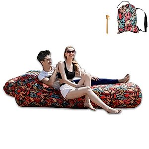 QUYDDC Universal Amphibious Inflatable Air Cushion, Suitable for Both Outdoor and Indoor Use in Cars, Lazy People, Portable Camping Home, Single Person Air Cushion Delivery Backpack - Red