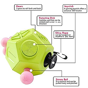 UOOEFUN Fidget Cube Toy,Autism Toy,Relief Stress Cube Toy,Sensory Toy, Anxiety Toy for Childens and Adults with Improve Attention and Relieve Stress (Green / A3)
