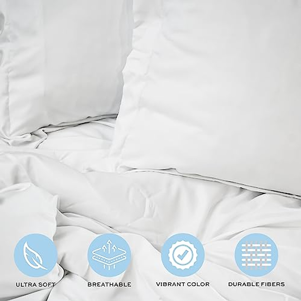 WhiteClassic White Duvet Cover Queen Size Zipper Closure - Luxury Soft Queen Duvet Cover Set 3 Piece, 1 Duvet Cover 90x90 and 2 Pillow Shams | Comforter Not Included