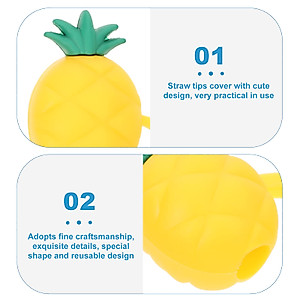 SHERCHPRY 3pcs Straw Tips Cover Pineapple Shape Straw Toppers Straw Plugs Silicone Straw Tips Cap for Resuable Straws Protector