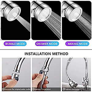 3 Pieces Kitchen Tap Head Fucet Aerator, 360 Degree Rotatable 3 Mode Adjustable Faucet Extender Kitchen Faucet Head Replacement for Bathroom Kitchen