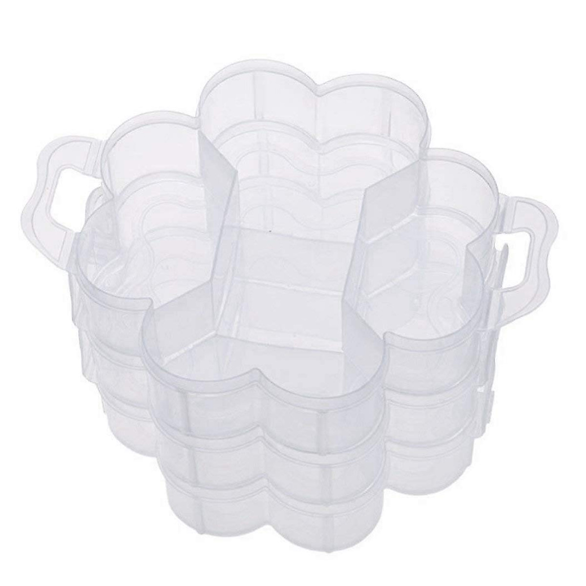 OWLEEN 3-Tier Clear Plastic Stackable Organiser Storage Hobby Craft Box Container Jewellery Case - Clear