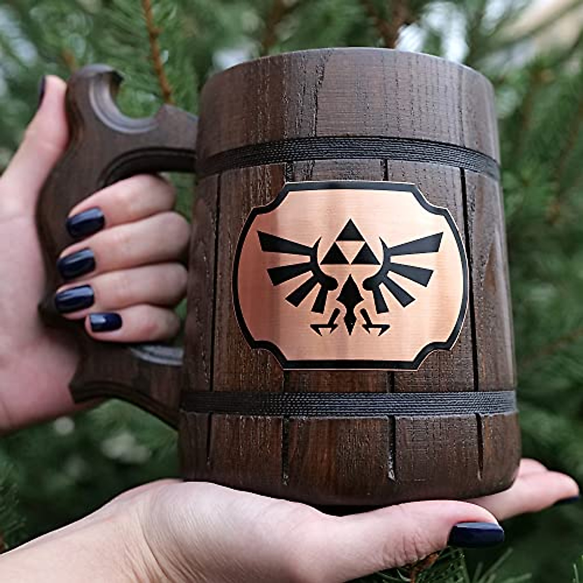 Legend Of Zelda Mug. Zelda Wooden Mug Gift. Zelda Stein. Zelda Ornament Triforce Gamer Mug. Beer Steins. Wooden Beer Tankard. Gifts for Gamer K100