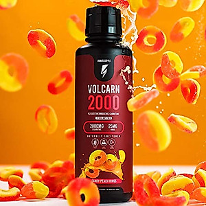 InnoSupps Volcarn 2000 - Advanced Fat Burning Liquid | L-Carnitine, GBEEC, Boost Energy, ATP Enhancer | Caffeine Free, No Artificial Sweeteners | 32 Servings (Candy Peach Rings)