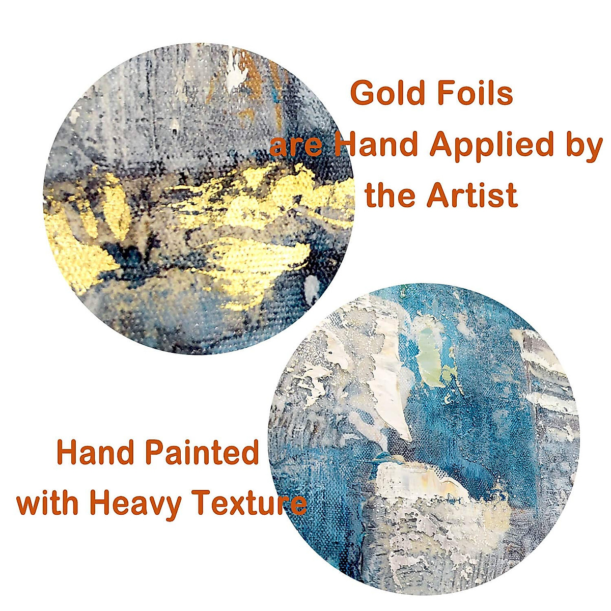 Contemporary Wall Art Abstract Picture Blue Modern City Painting Artwork Hand Painted Modern Canvas Living Room (24'' x 24'' + 24'' x 12'' x 2 Panels)