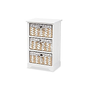 Baxton Studio Rianne Modern Transitional White Finished Wood 3-Basket Storage Unit