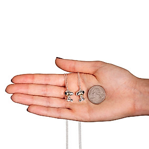 PEANUTS Snoopy Womens Friends Forever Woodstock and Snoopy Pendant Necklaces 2-Piece Set - Sterling Silver Matching Snoopy Necklaces 18" - Officially Licensed