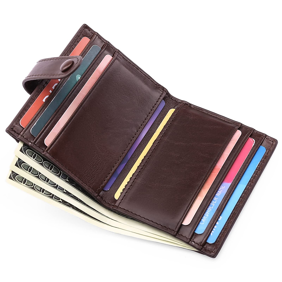 SENDEFN Slim Leather Wallets for Men Card Holder with RFID Blocking Small Bifold Wallet