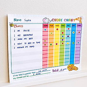 Youngever 16 Pack Laminated Dry Erase Chore Charts, Reusable Reward Chart for Classroom with 640 Star Stickers