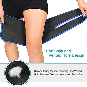 Thigh Support, Super Breathable Thigh Compression Brace Thigh Support Wrap with Anti-Slip Lining for Men & Women Hamstring Injury Prevention and Recovery