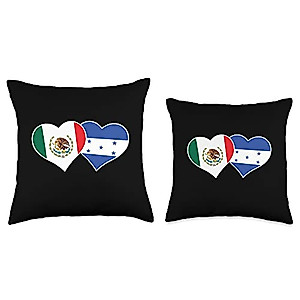 Mexican Honduran Flag Gifts Mexican Honduran Heart Love Mexico Honduras Flag Throw Pillow, 18x18, Multicolor