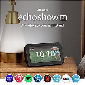 Certified Refurbished Echo Show 5 (2nd Gen, 2021 release) | Smart display with Alexa and 2 MP camera | Charcoal