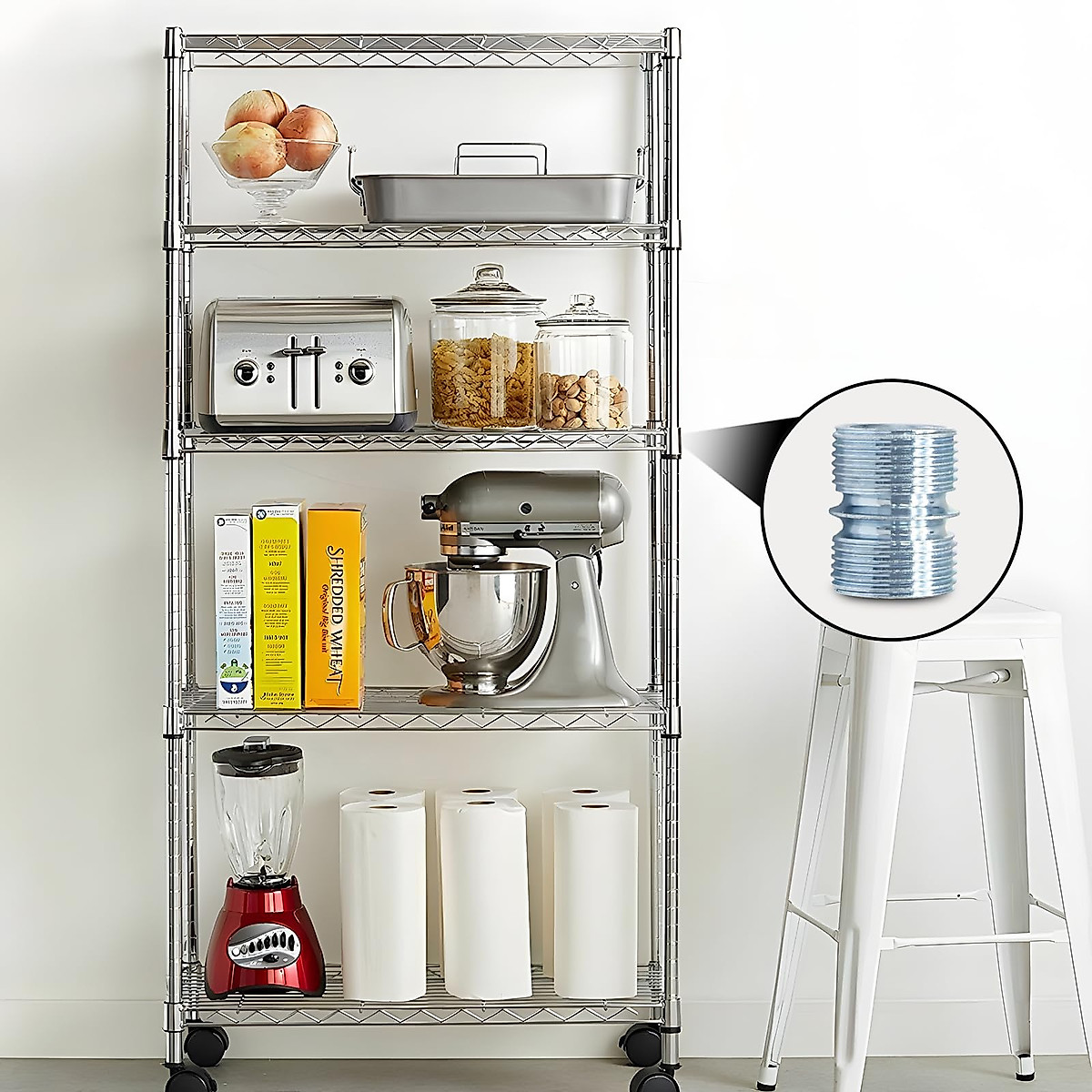 Coufce 8 PCS 3/4 Inch / 19mm Diameter Metal Rack Connector, Coarse Thread 0.035"/ 0.9mm Thick Shelving Connectors, Pole Connector, Wire Shelf Pole Connectors for Shelf Unit, Wire Rack Shelving