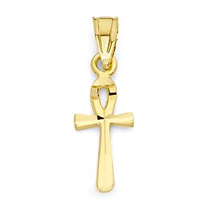 Generic 10k Gold Ankh Pendant, Symbol of Life Jewelry Gifts for Her, Egyptian Cross Protection Charm, Yellow, 2042-37 10k