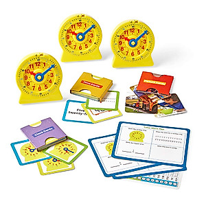 hand2mind Telling Time Basics Center Kit, NumberLine Learn to Tell Time Activity Set, Telling Time Teaching Clock Activities, Analog Classroom Clock for Kids, Math Manipulatives for Elementary School