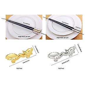 Chopsticks, fiberglass chopsticks are reusable, with chopstick rest, dishwasher safe. Chinese luxury chopsticks gift box set. 2 pairs (gold, silver) 1 portable beautiful storage bag