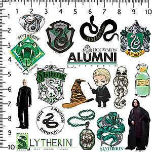 Harry Potter Slytherin Theme Sticker Pack Die Cut Vinyl Large Deluxe Stickers Variety Pack - Laptop, Water Bottle, Scrapbooking, Tablet, Skateboard, Indoor/Outdoor - Set of 50