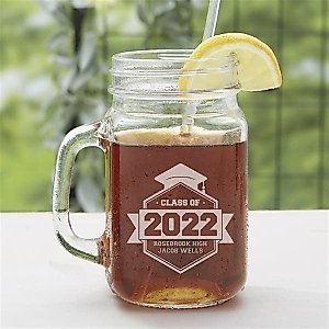Personalization Universe Class Of Etched Graduation Glass Mason Jar
