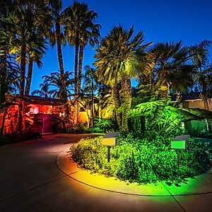 LINQELLY RGB Solar Spotlights, Solar Color Spot Lights Outdoor, 36 LED Solar Spotlights Outdoor Waterproof Landscape Spotlight for Garden Yard Lawn Path 4 Pack