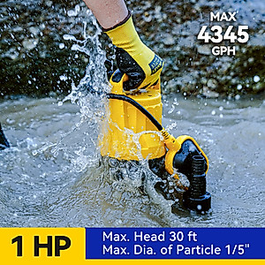 Acquaer 1HP Utility Pump 4345GPH Submersible Sump Pump with Automatic Float Switch, Water Removal for Hot Tub, Pools, Basements, Garden Pond