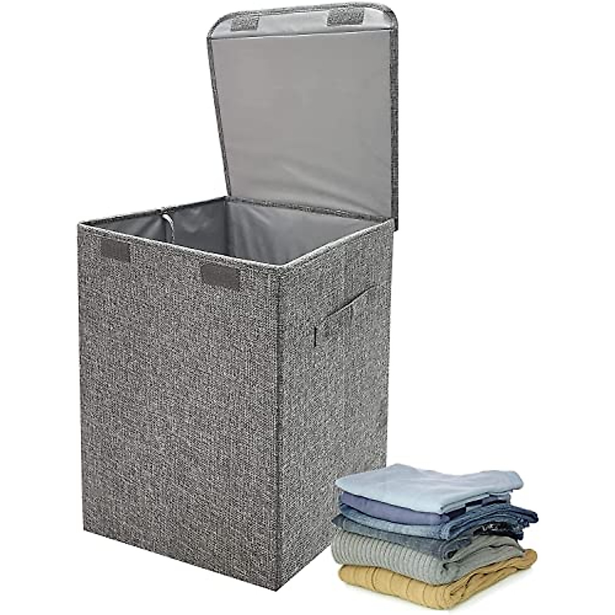 YYSG Laundry hamper,Laundry Basket with Lid, Dirty Clothes Hamper for Bathroom Bedroom,saving space laundry hamper with lid.Grey 38L