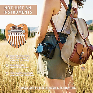 Mini Kalimba Thumb Piano 8 Keys,Portable Solid Wood Mbira Finger Piano for Kids and Adults,Pocket Musical Gifts for Beginners w/Chain