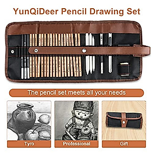 YunQiDeer Drawing Pencils, Sketch Pencils Art Supplies Kit for Kids Adults, Professional Sketching Art Graphite Charcoal Pencils Set