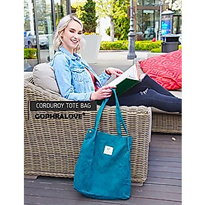 Cloele Corduroy Tote Bag for Women Shoulder Bag with Inner Pocket For Work Beach Lunch Travel And Shopping Grocery (Green)