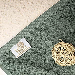 La Miones | 100% Turkish Cotton | Soft and Absorbent Premium Kitchen Hand Towels for Bathrooms | Set of 6 Quick Dry, Small, Face Towels | 6 Piece Guest Hand Towel, Deep Green