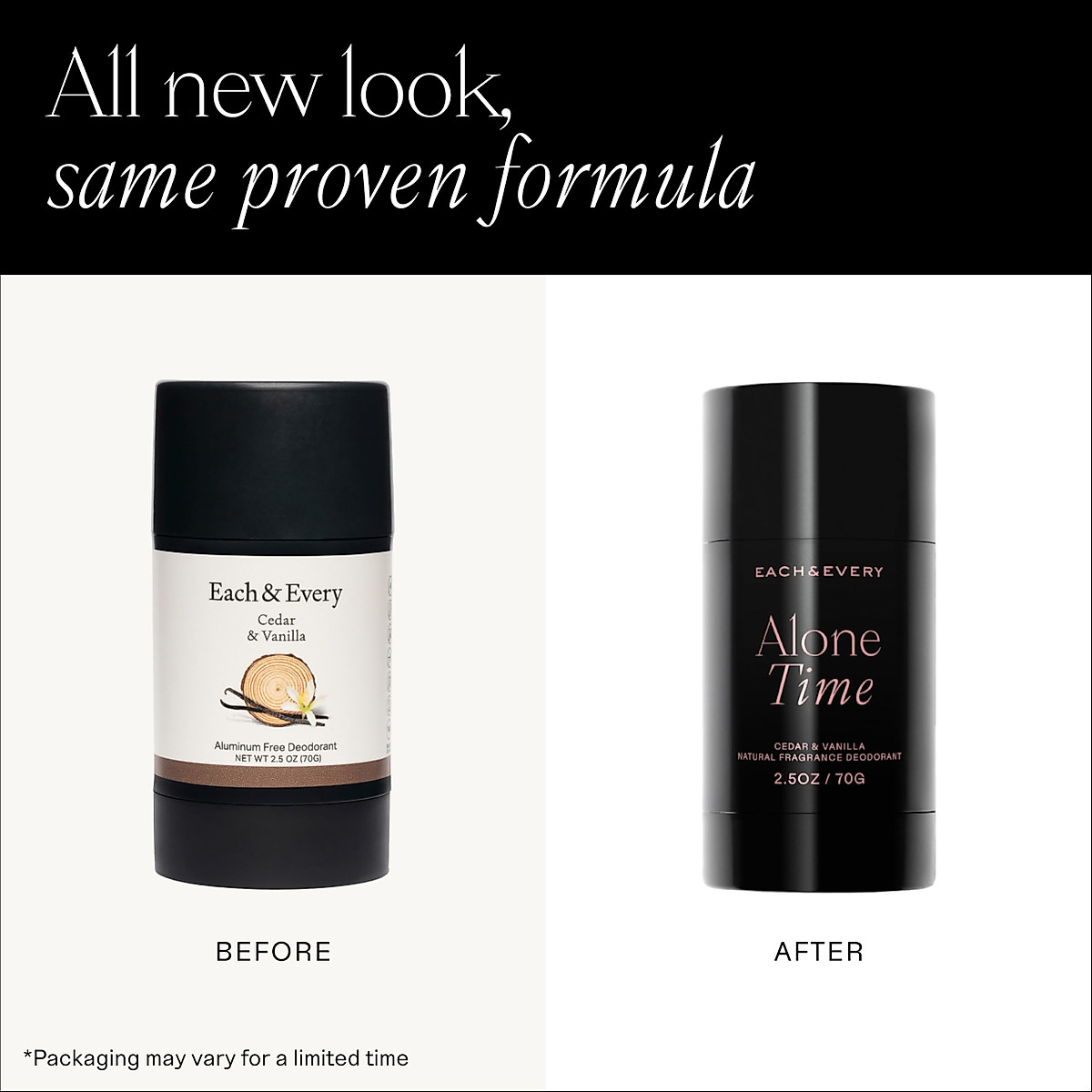 Each & Every All Natural Deodorant for Women & Men - Sensitive Skin, Vegan, Baking Soda & Aluminum-Free Deodorant - Clean Long Lasting Odor Control - Cedar & Vanilla Natural Fragrance (2.5oz, 2pk)