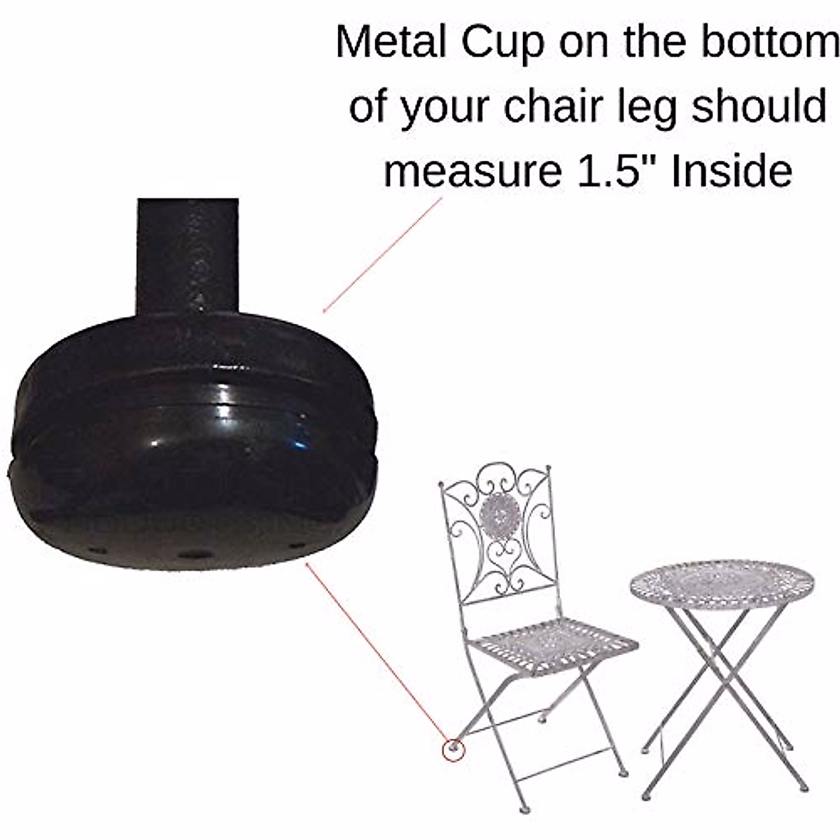 Wrought Iron Chair Glide Protector - Patio Outdoor Furniture Table Feet Leg Cap 1-1/2" Diameter Replace Accessories (16pcs)