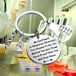 LQRI DNA Double Helix Charm Microscope Charm Keychain Chemistry Biology Gift Be Confident In Whatever Direction You Choose To Go Science Graduation Gift (K-DNA)
