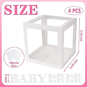 Sharlity Baby Boxes with Letters for Shower, 4 Pcs Balloon 16 Gender Reveal Decorations, Birthday Party Decorations (White)