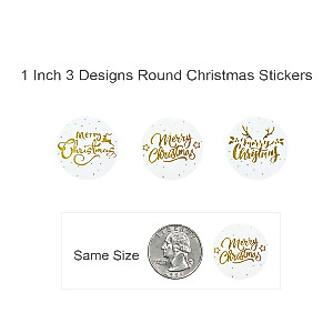 allydrew Christmas Stickers Label Roll, Holiday Stickers for Sealing Cards, Envelopes, Gift Boxes, Festive Party Favors (500 pcs), (Gold Foil) Merry Christmas