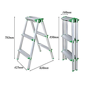 PENGJIE Folding Ladder Step Stool Ladder 3 Step Folding Aluminum Stool Heavy Duty Steel Portable Anti Slip Mat Tread Compact 120 Kg Capacity