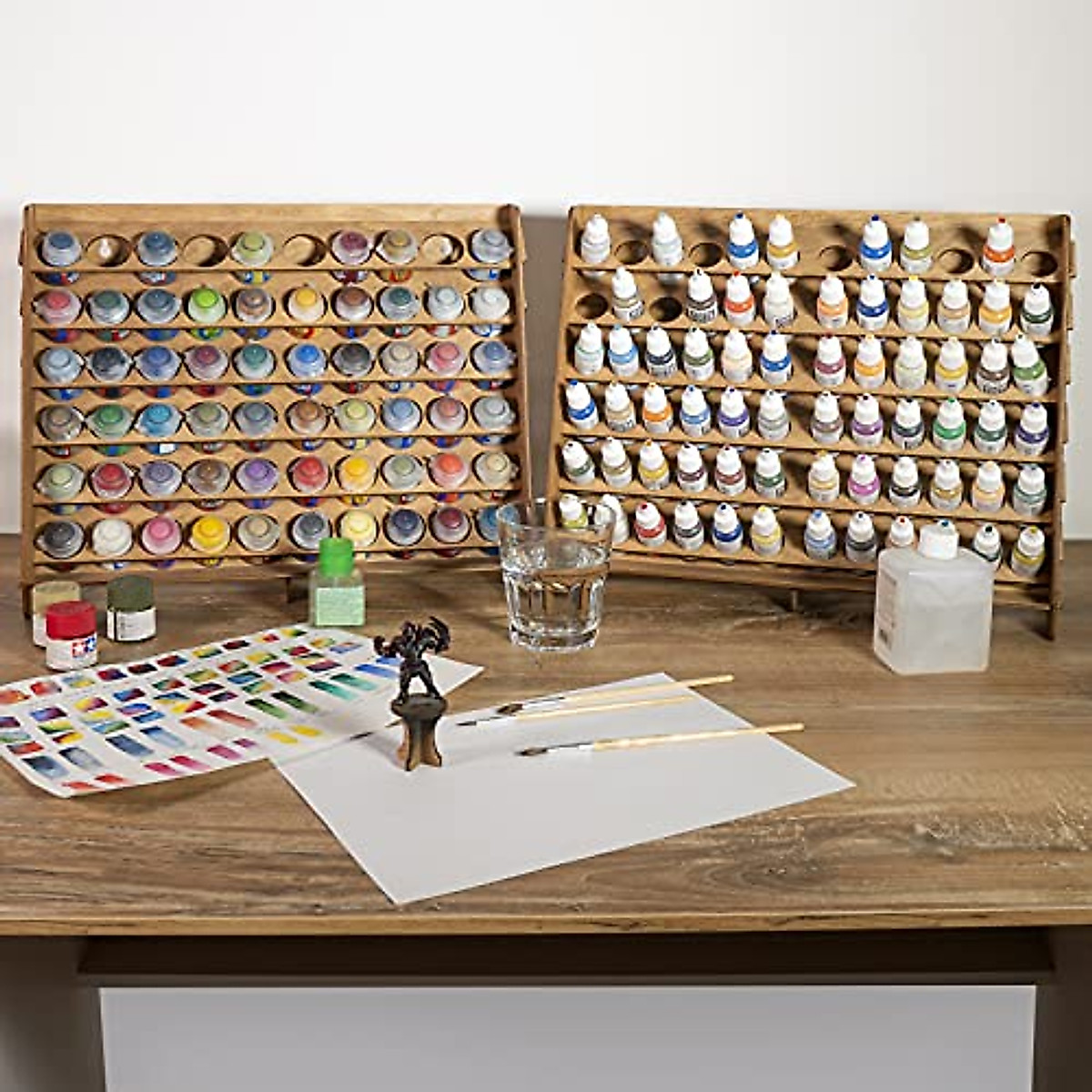 Plydolex Citadel Paint Rack Organizer with 60 Holes for Miniature Paint Set - Wall-mounted Wooden Craft Paint Storage Rack - Craft Paint Holder Rack 16x5.2x12.6 inch