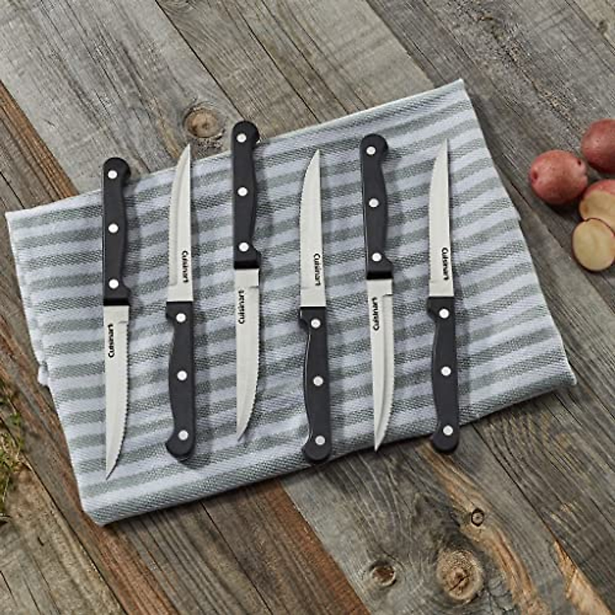 Cuisinart C77TR-6PSK Triple Rivet Collection 6-Piece Steak Knife Set, Black