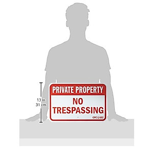 SmartSign 12 x 18 inch “Private Property - No Trespassing” Official California State Metal Sign, 63 mil Laminated Rustproof Aluminum, Red and White