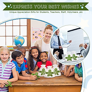 Honoson 24 Set Stuffed Turtle Employee Appreciation Gifts Students Teacher Nurse Inspirational Gift Thank You Gift Mini Plush Sea Turtle Animal Pun Thank You Note Cards for Coworkers Pocket Favors