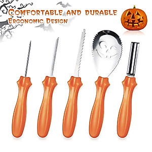 ILEBYGO Pumpkin Carving Kit,11 Pcs Stainless Steel Professional Halloween Pumpkin Carving Tools, Pumpkin Carving Set with a Skull Storage Carrying Bucket