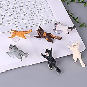 Amamcy Novelty 6Pcs Cute Cat Sucker Phone Holder Cellphone Sucker Cup Stand Cute Cat Phone Stand Holder for All Mobile Phones